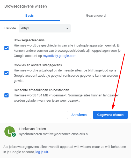 Inlogproblemen - Cache legen – Kennisbank Van Winssen Personeel en Salaris